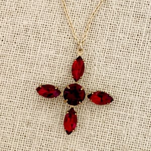 Elizabeth Bennet Pride and Prejudice Garnet Crystal Gold Cross Necklace ...