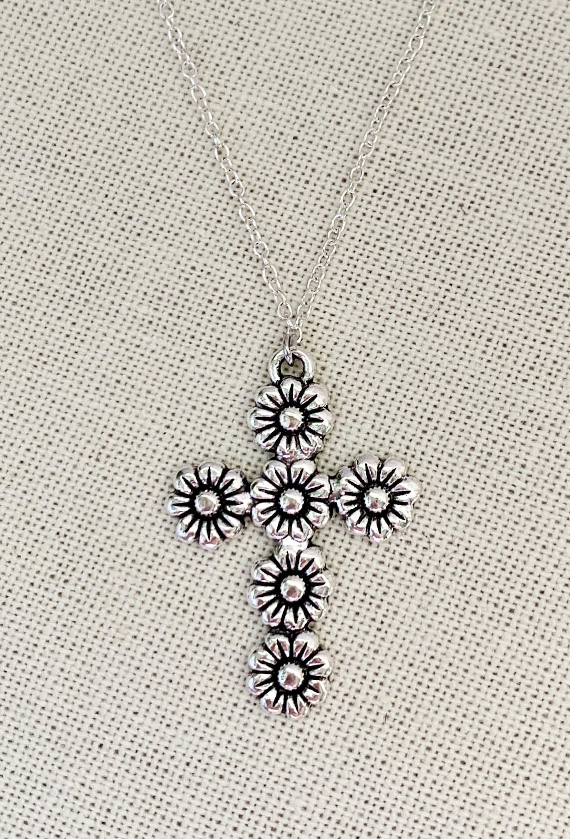 Lady Morgana Pendragon Merlin Antiqued Silver Flower Floral Cross ...