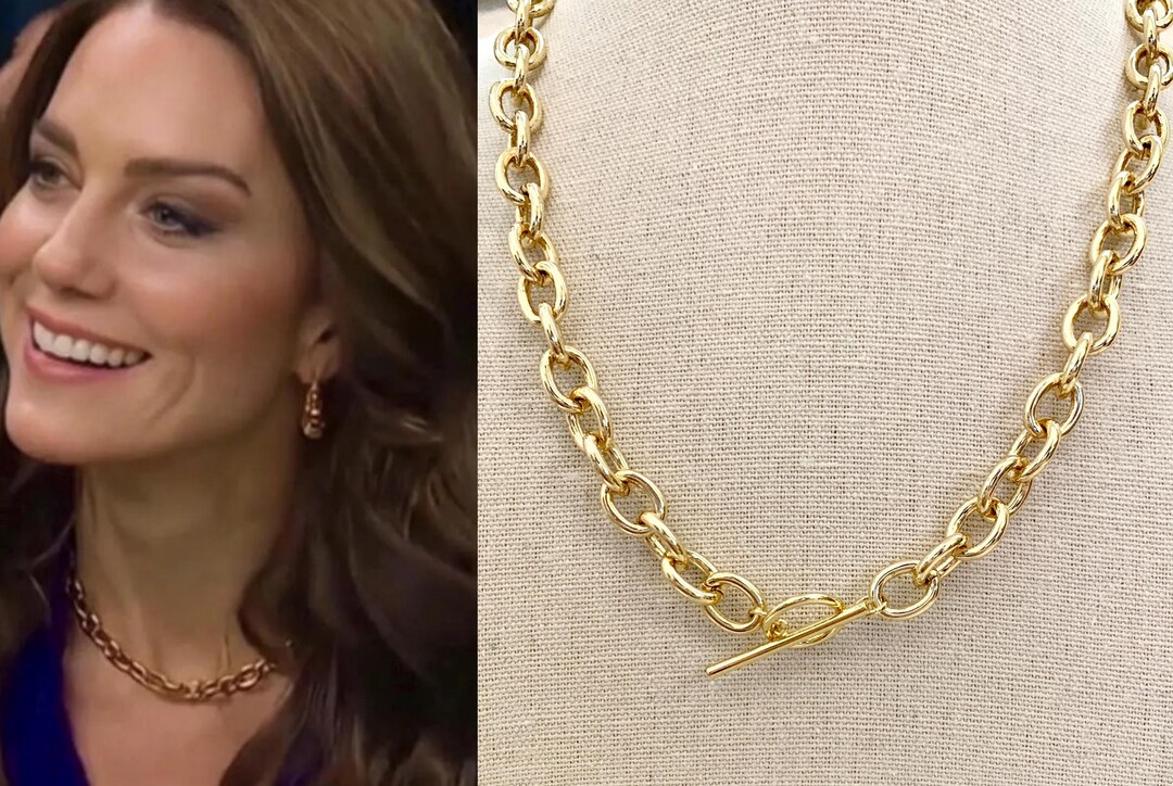 YOUR COLOR CHOICE Kate Middleton 18k Gold Plated Brass or Silver Thick ...