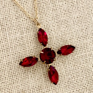 Elizabeth Bennet Pride and Prejudice Garnet Crystal Gold Cross Necklace ...