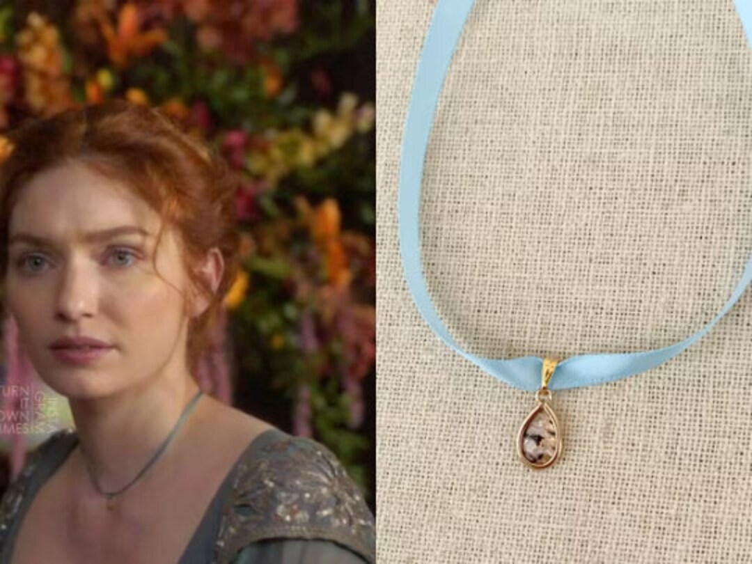 Demelza Poldark Gold Plated Teardrop Abalone Shell Light Blue Satin ...