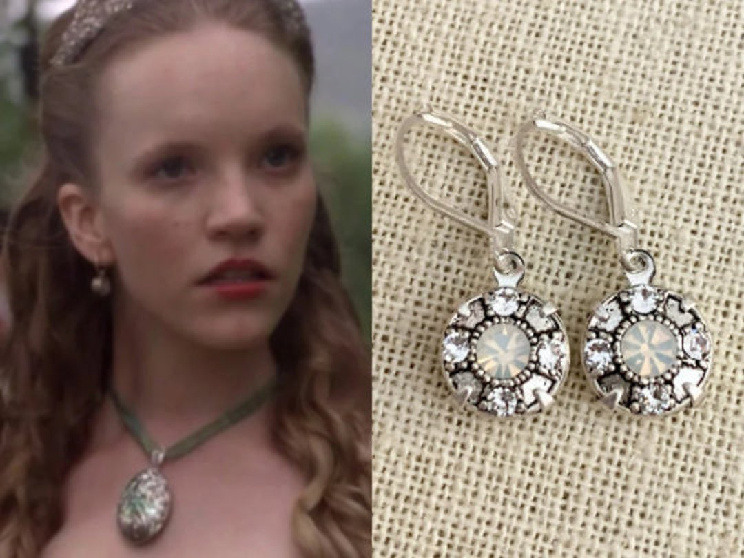 Catherine Howard Antique Silver Plated Clear Rhinestone White Opal ...