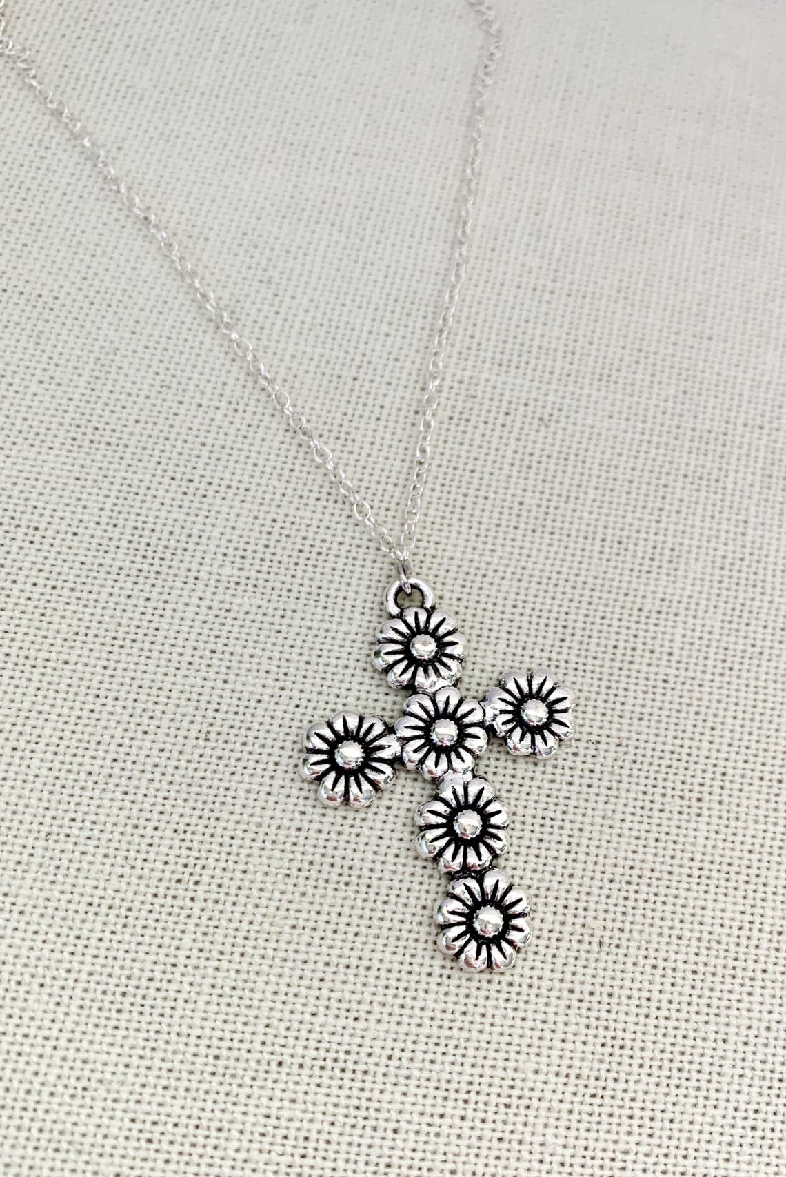 Lady Morgana Pendragon Merlin Antiqued Silver Flower Floral Cross ...