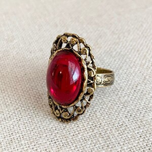 Edith Cushing Crimson Peak Ruby Red Gold Filigree Ring Victorian Gothic ...