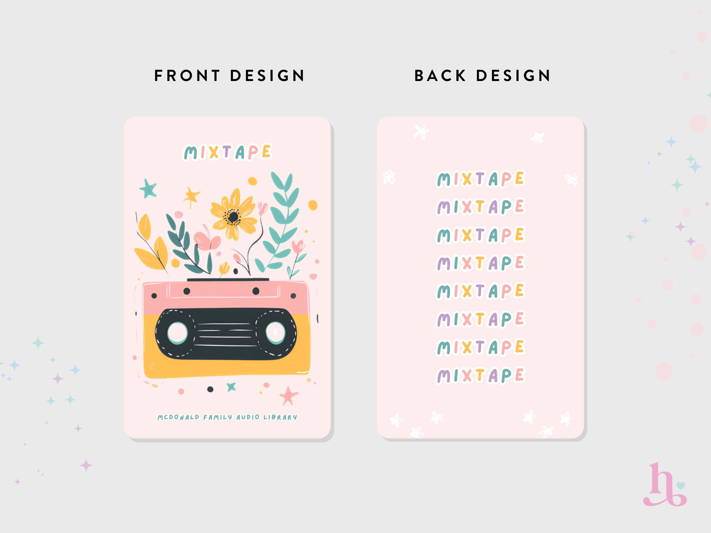 Yoto MYO Mixtape Card Label, Pink Floral Cassette Design (DIY Printable ...