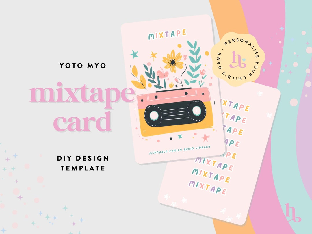 Yoto MYO Mixtape Card Label, Pink Floral Cassette Design (DIY Printable ...