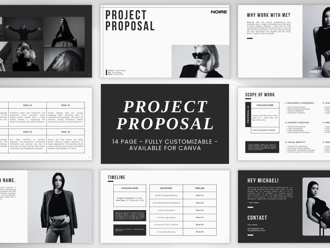Project Proposal Canva Template | Minimalist Editorial Layout ...