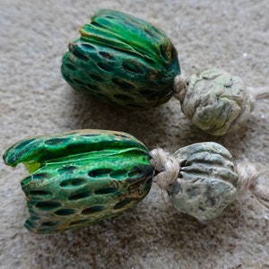 PAIR Spring Germination Seedling Handmade Sculpted Ceramic Flower Pod ...
