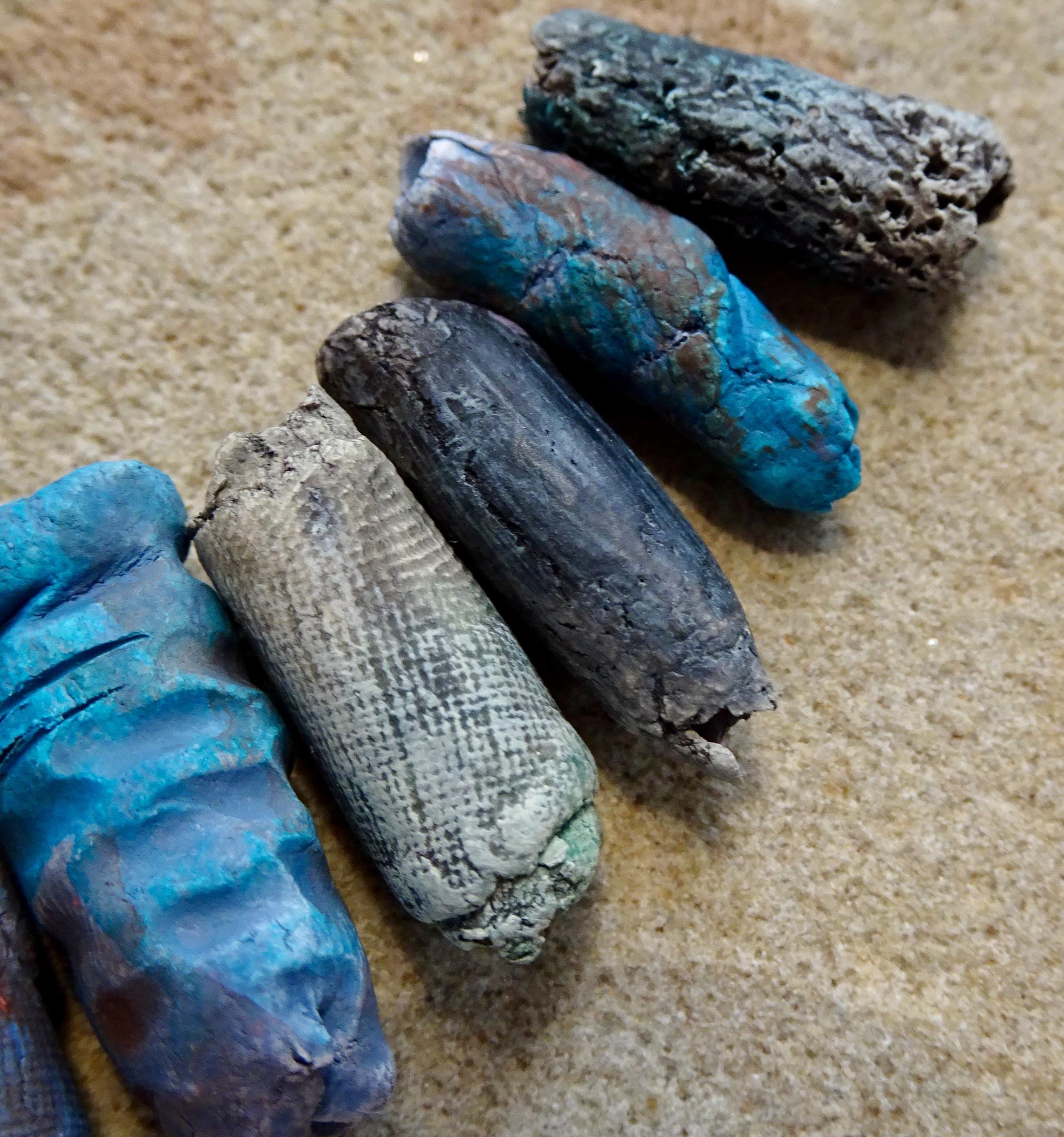 Winter Frost Sculpted Textured Ceramic Pillar Tube Bead Collection Blue ...