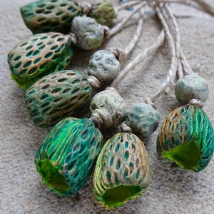 PAIR Spring Germination Seedling Handmade Sculpted Ceramic Flower Pod ...