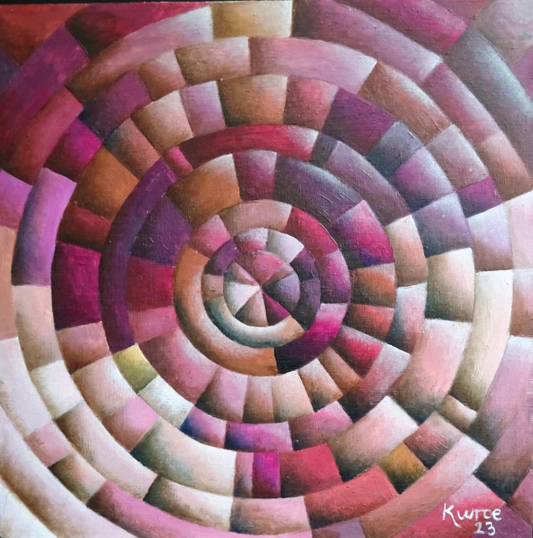 CACOPHONY Katy Wroe Original Oil Painting on Wood Panel Fuchsia Pink ...