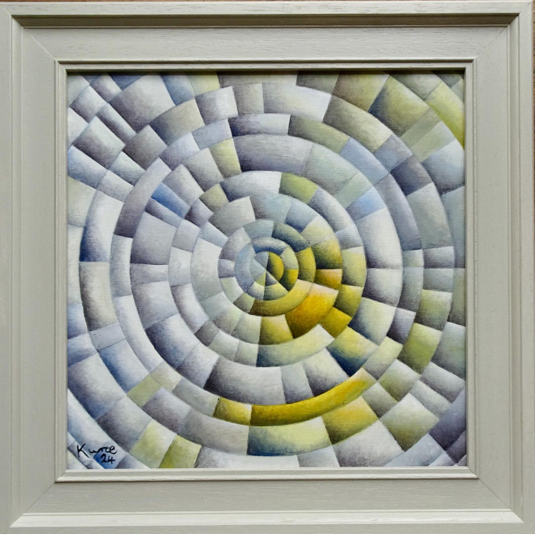 TRANSIENT Katy Wroe Framed Original Oil Painting on Wood Panel Yellow ...