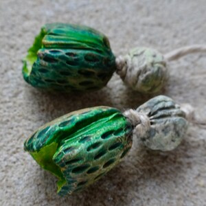 PAIR Spring Germination Seedling Handmade Sculpted Ceramic Flower Pod ...
