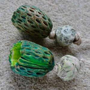 PAIR Spring Germination Seedling Handmade Sculpted Ceramic Flower Pod ...