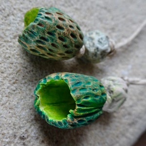PAIR Spring Germination Seedling Handmade Sculpted Ceramic Flower Pod ...