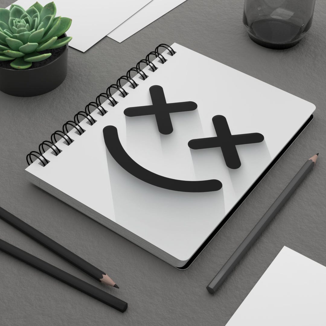 Spiral Bound Journal, Smiley Face, Notebook, Black and White, Thick ...