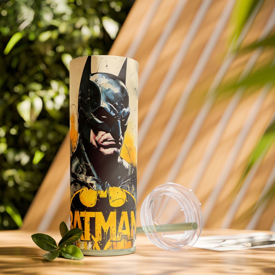 Batman Skinny Tumbler With Straw, 20oz Superhero Cup, Batman Fan Gift ...