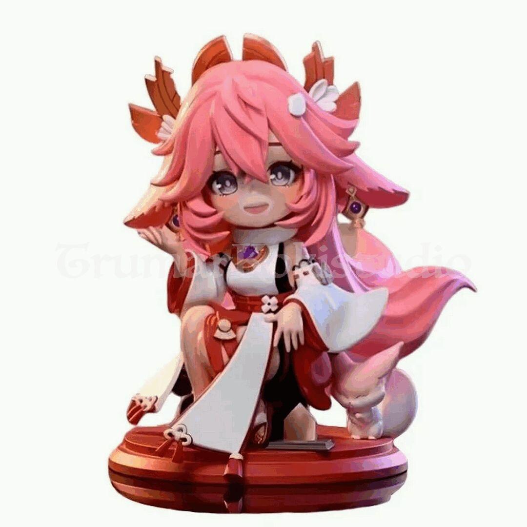 Q-version Yae Miko Fox Figurine Genshin Impact Kawaii Decoration - Etsy UK
