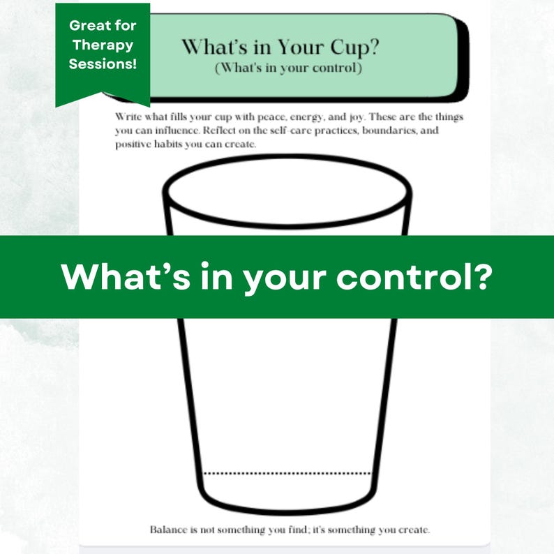 Printable Self-care Worksheet | CBT & ACT “what’s in Your Cup ...