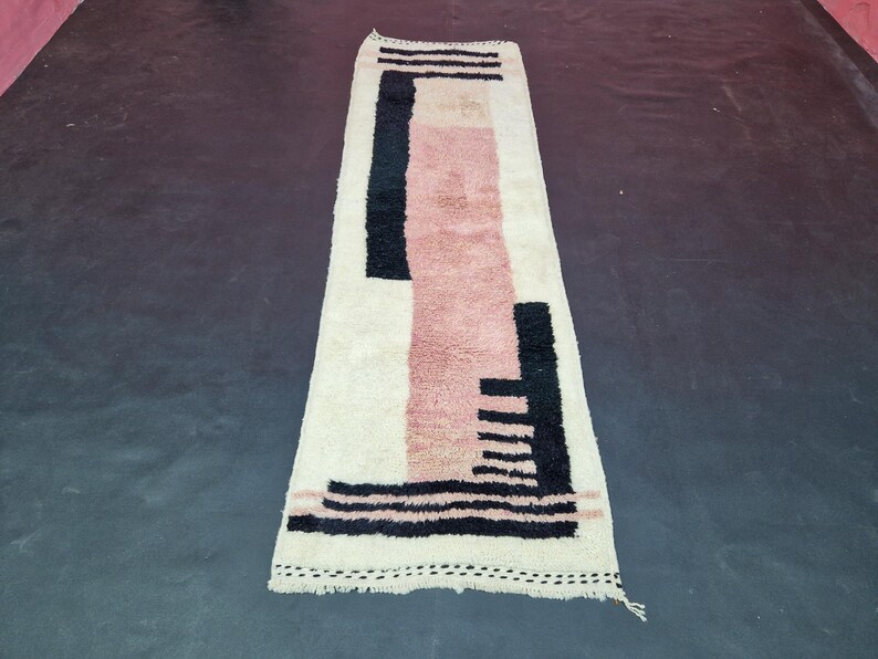 Colorful Moroccan Wool Runner Rug – Abstract Berber Handmade Rug With ...