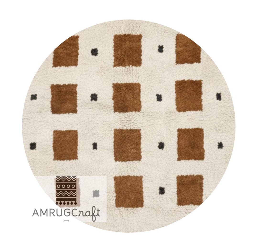 Striped Round Rug, Circle Rug ,beni Ourain Rug, Geometric Round Rug ...