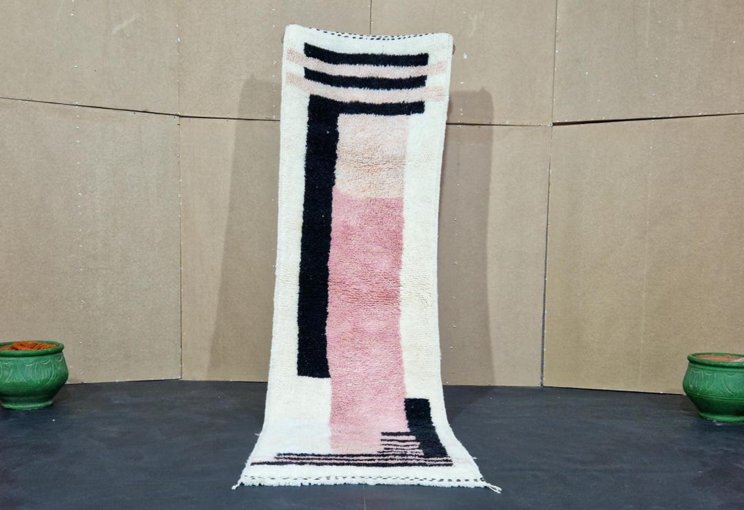 Colorful Moroccan Wool Runner Rug – Abstract Berber Handmade Rug With ...