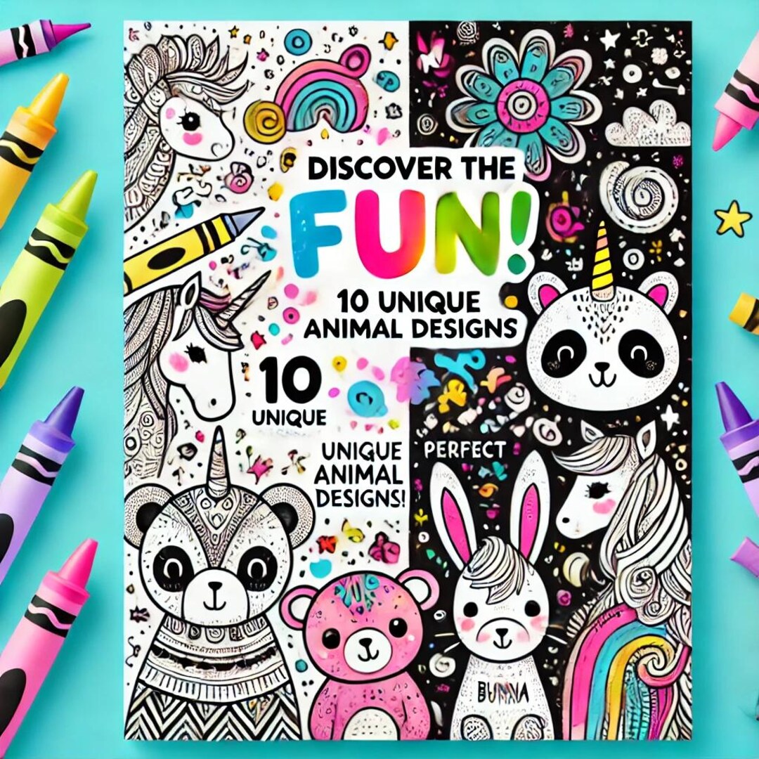 10 Unique Animal-themed Coloring Pages for Kids A4 Printable Coloring ...