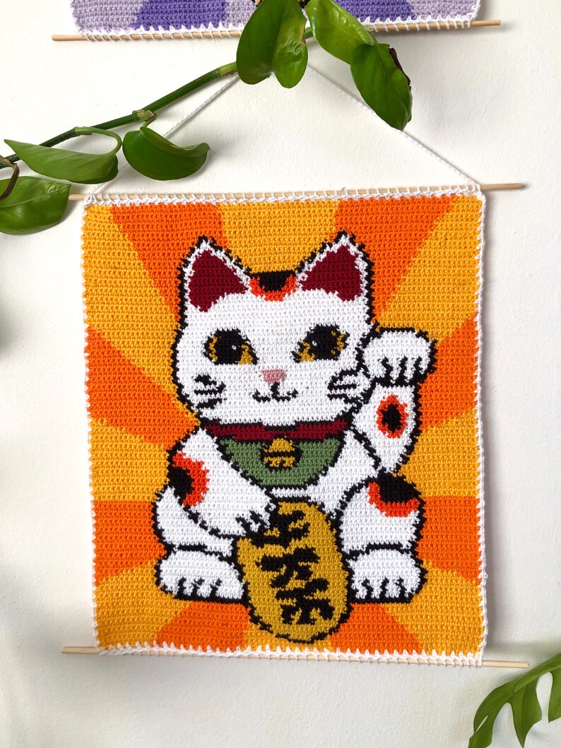 Lucky Cat Maneki Neko Tapestry Crochet Pattern - Etsy Canada