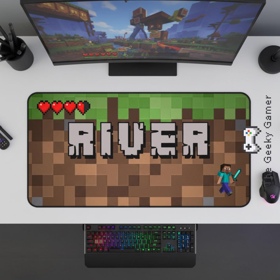 Personalized Gamer Mouse Pad, Custom Name Pixel Gaming Desk Mat - Etsy