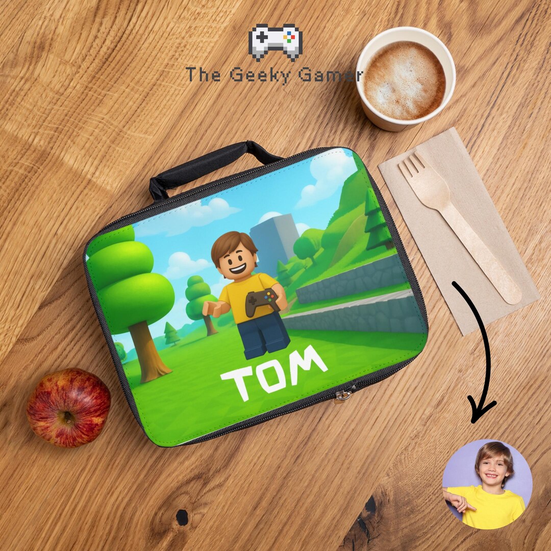 Custom Portrait and Name Gamer Lunch Bag | Gamer Gift | Personalized ...