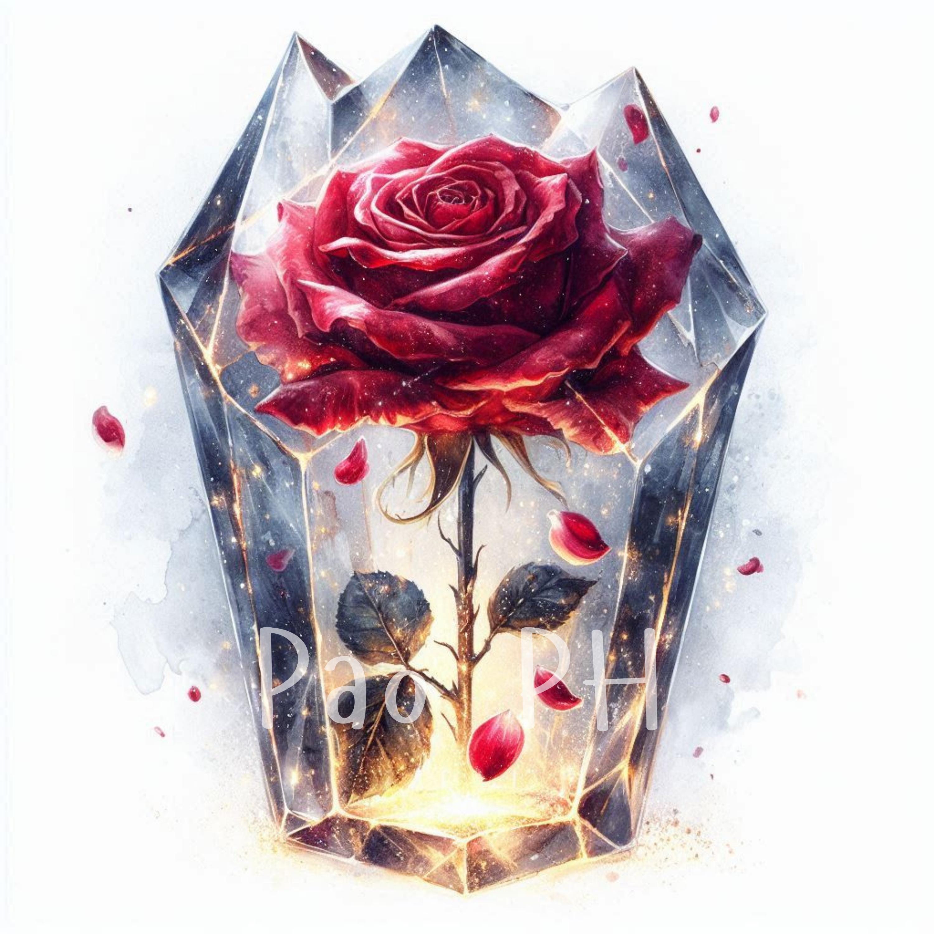 Enchanted Rose Clipart | 10 Magical Crystal Rose Illustration | High ...