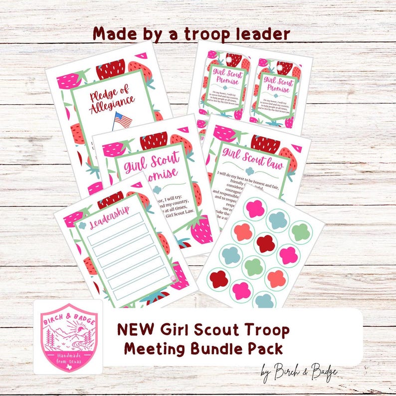 PRINTABLE Girl Scout Troop Leader Essential Strawberry Themed Kit | Bundle Pack PDF Downloads ...