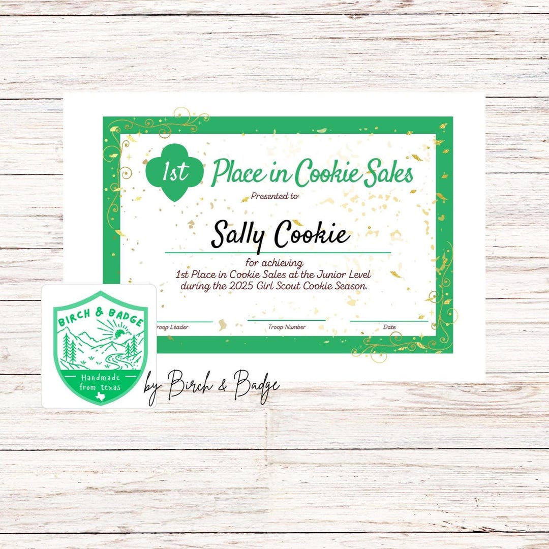 Cookie Season Awards for Junior Girl Scouts | 1st Place, 2nd Place, 3rd ...