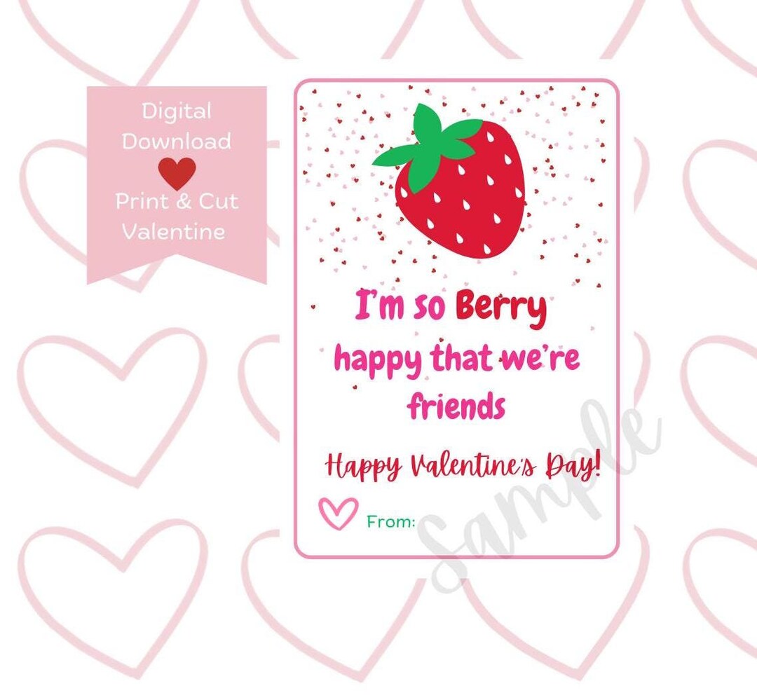 Fruit Snacks Valentine Digital/printable - “i'm so BERRY Happy We're ...