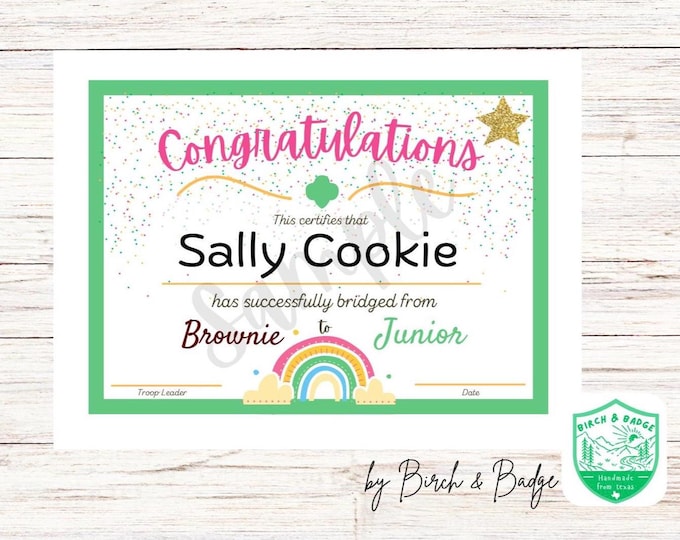 PDF Girl Scouts Bridging Certificate for Single Troop Leader- Instant ...