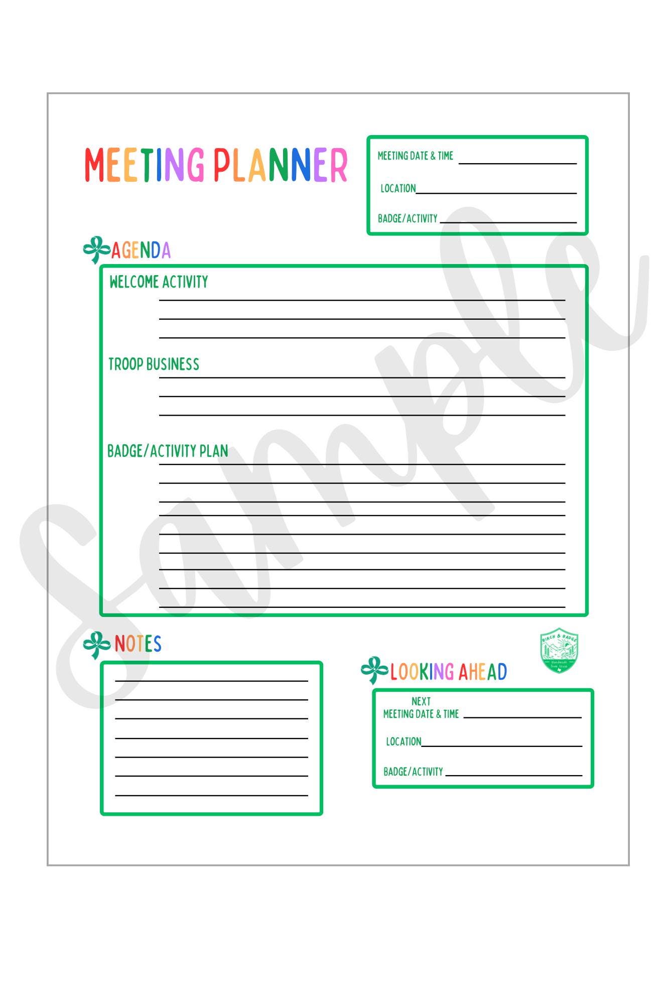 Girl Scout Troop Meeting Planner Download - Made by a Troop Leader - Etsy
