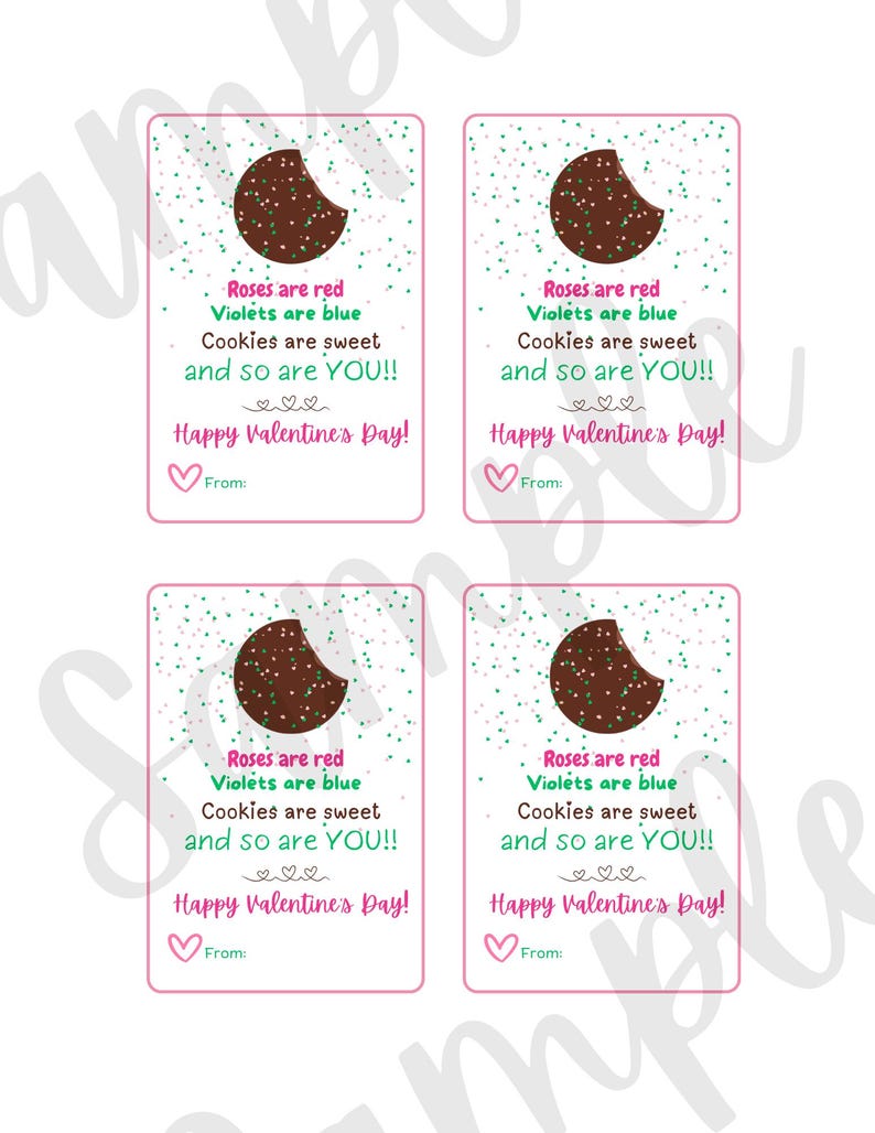 Cookie Valentine Printable - “roses Are Red, Cookies Are Sweet” - Vday ...