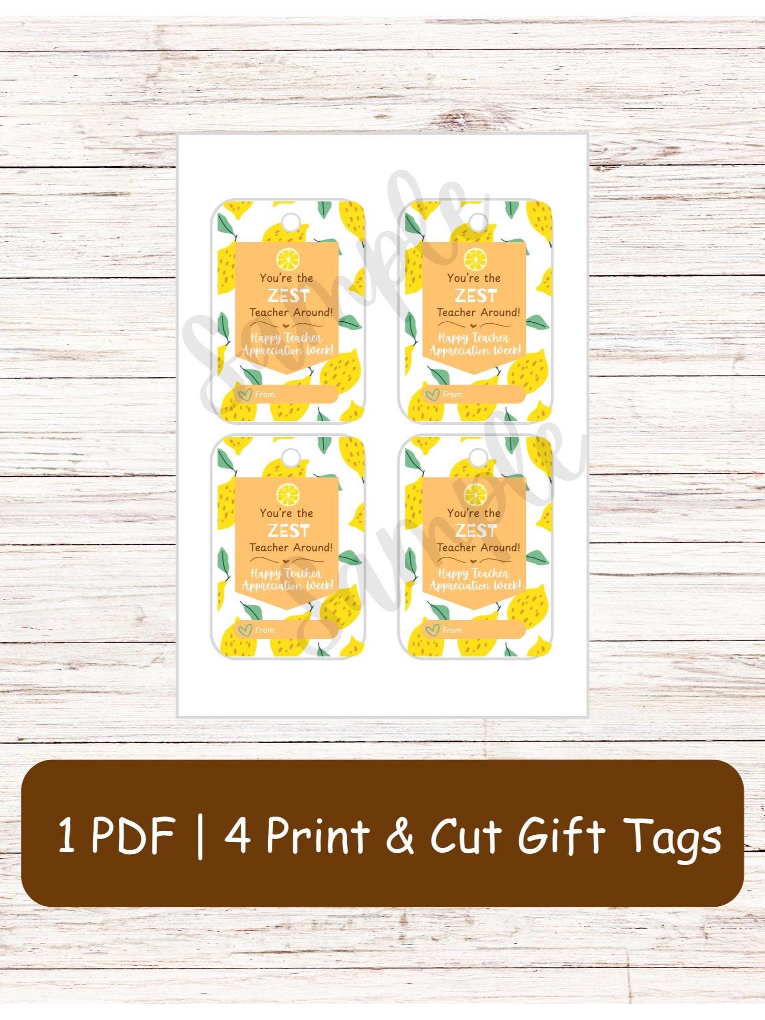 You're the ZEST Teacher! Gift Tag Print and Cut Digital Instant ...