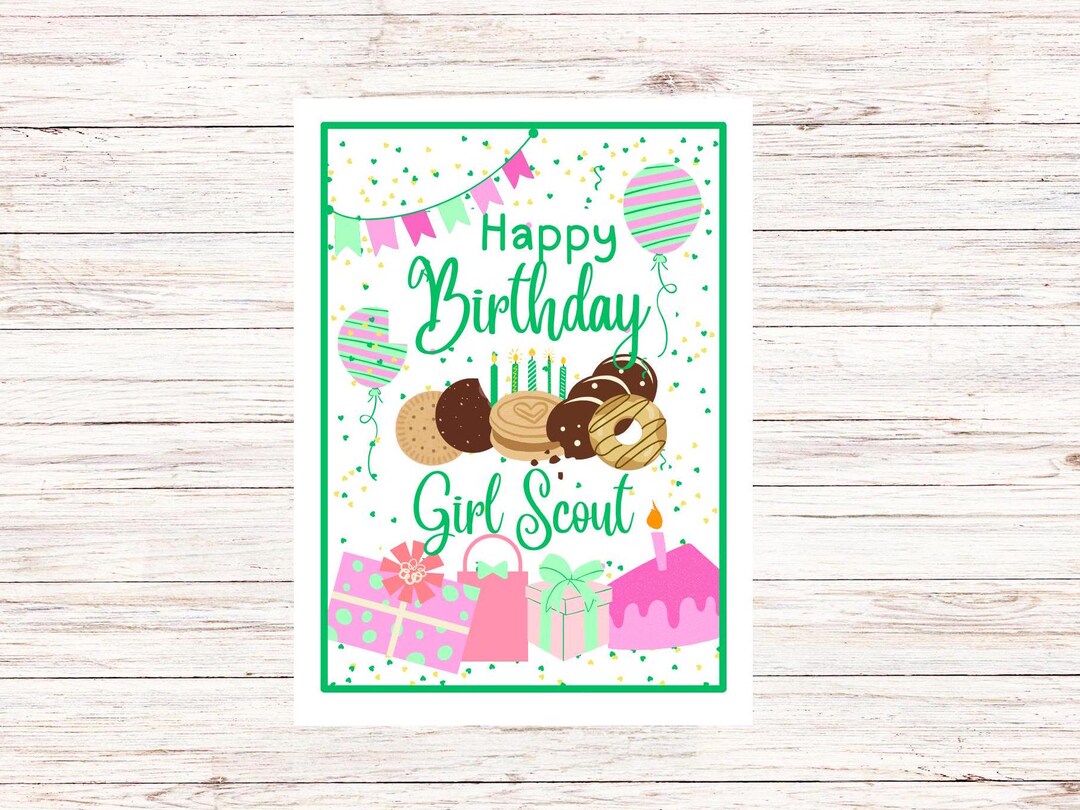 Girl Scout Happy Birthday Printable Gift Card - Instant Download PDF, 1 ...