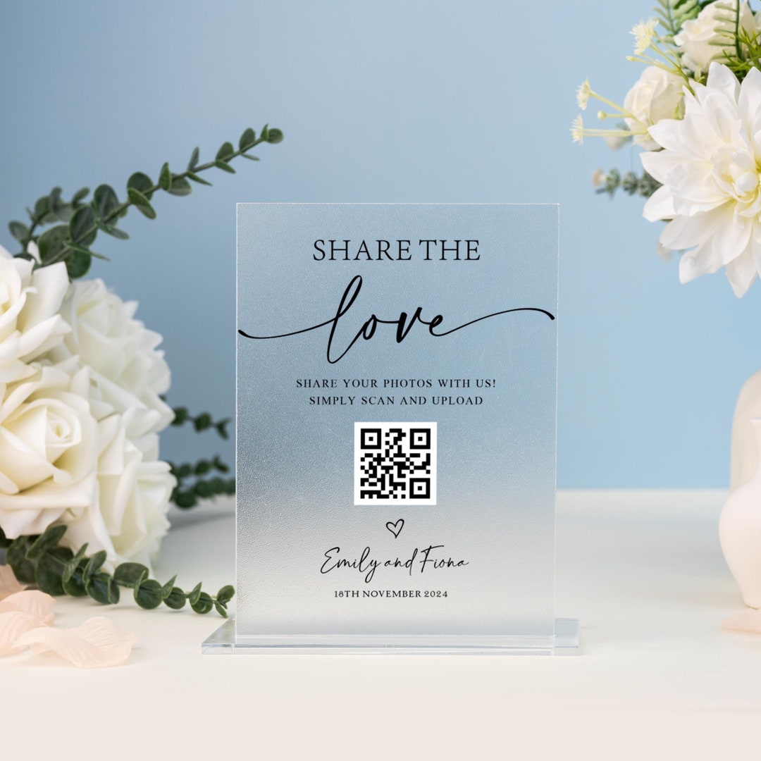 Share the Love QR Code Sign,modern Minimalist Wedding Photo Sign ...