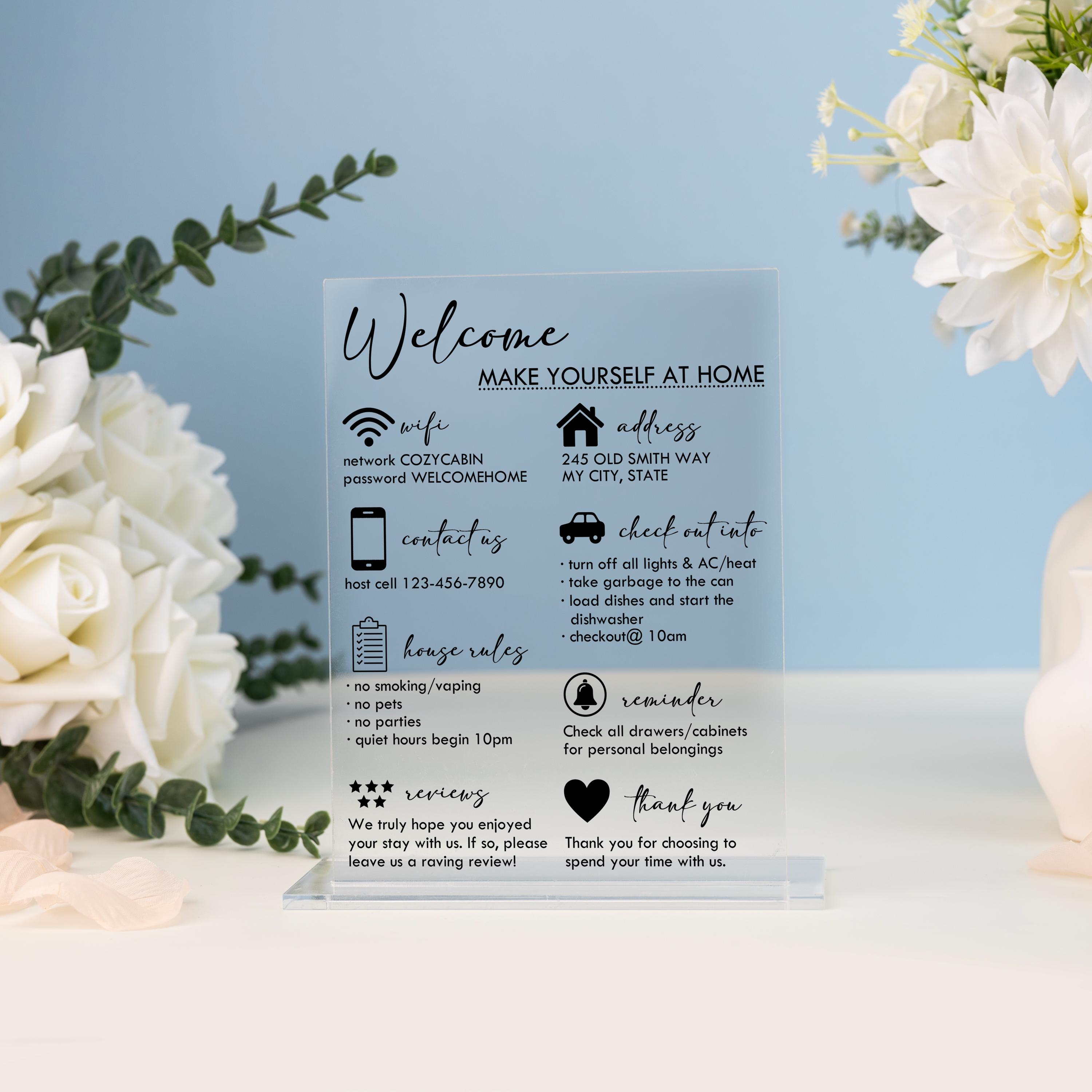 Welcome Sign for Airbnb Hosts,acrylic Vacation Rental Sign,airbnb Guest ...