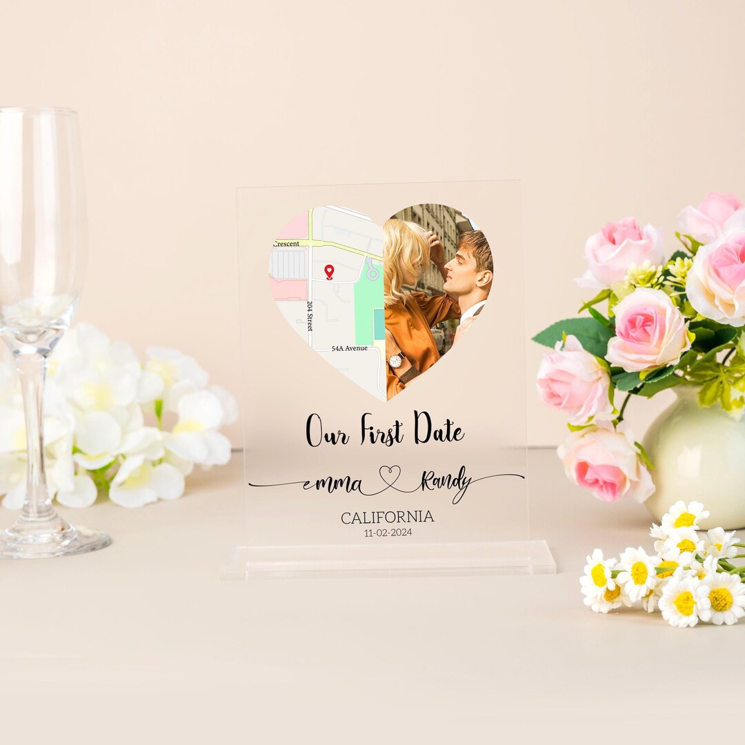 Personalized Our First Date Map,custom Map Print Acrylic Plaque,where ...