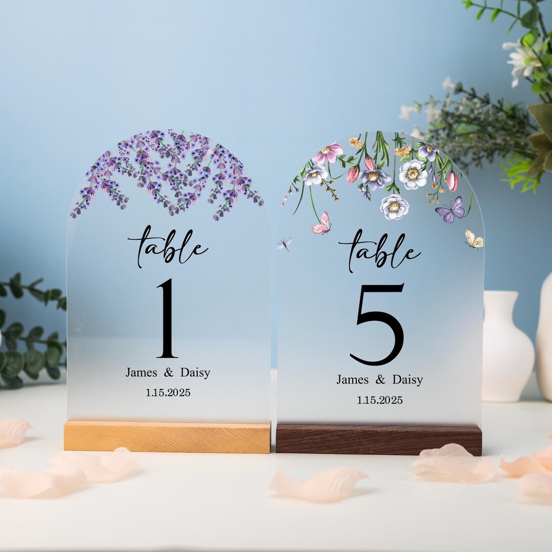 Arch Wildflower Acrylic Table Number Sign,garden Wedding Acrylic Modern ...