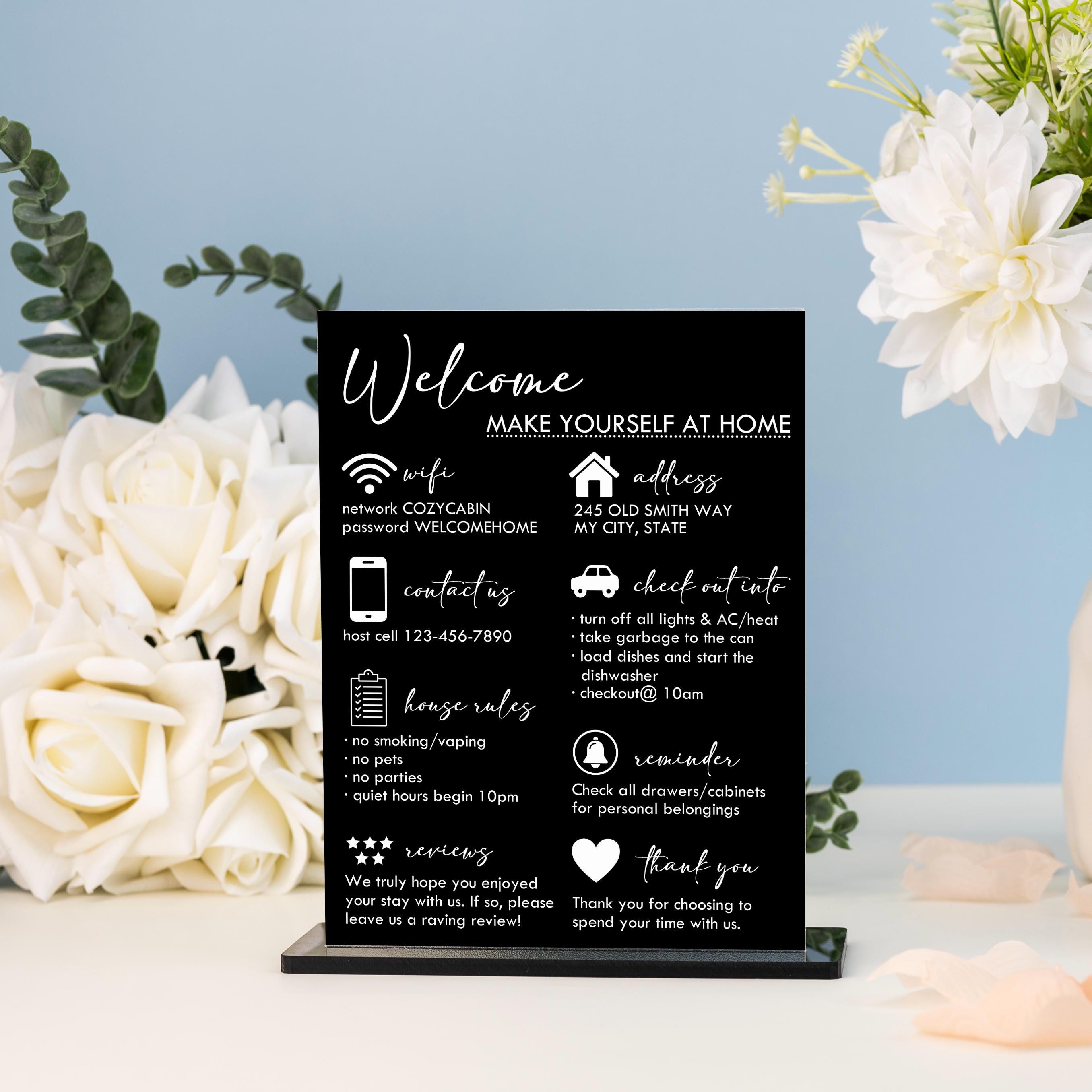 Welcome Sign for Airbnb Hosts,acrylic Vacation Rental Sign,airbnb Guest ...