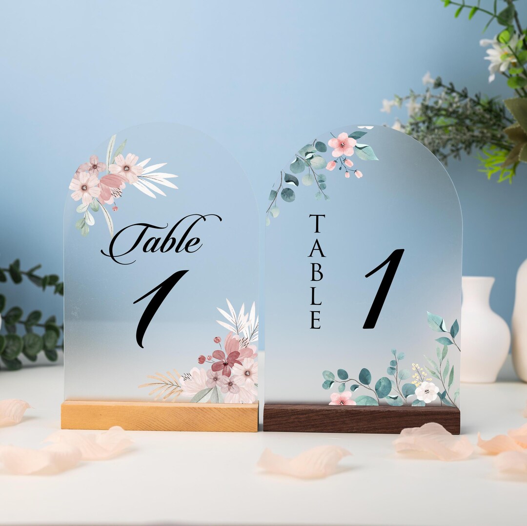 Flower Acrylic Table Numbers,acrylic Table Numbers Sign With Stands ...