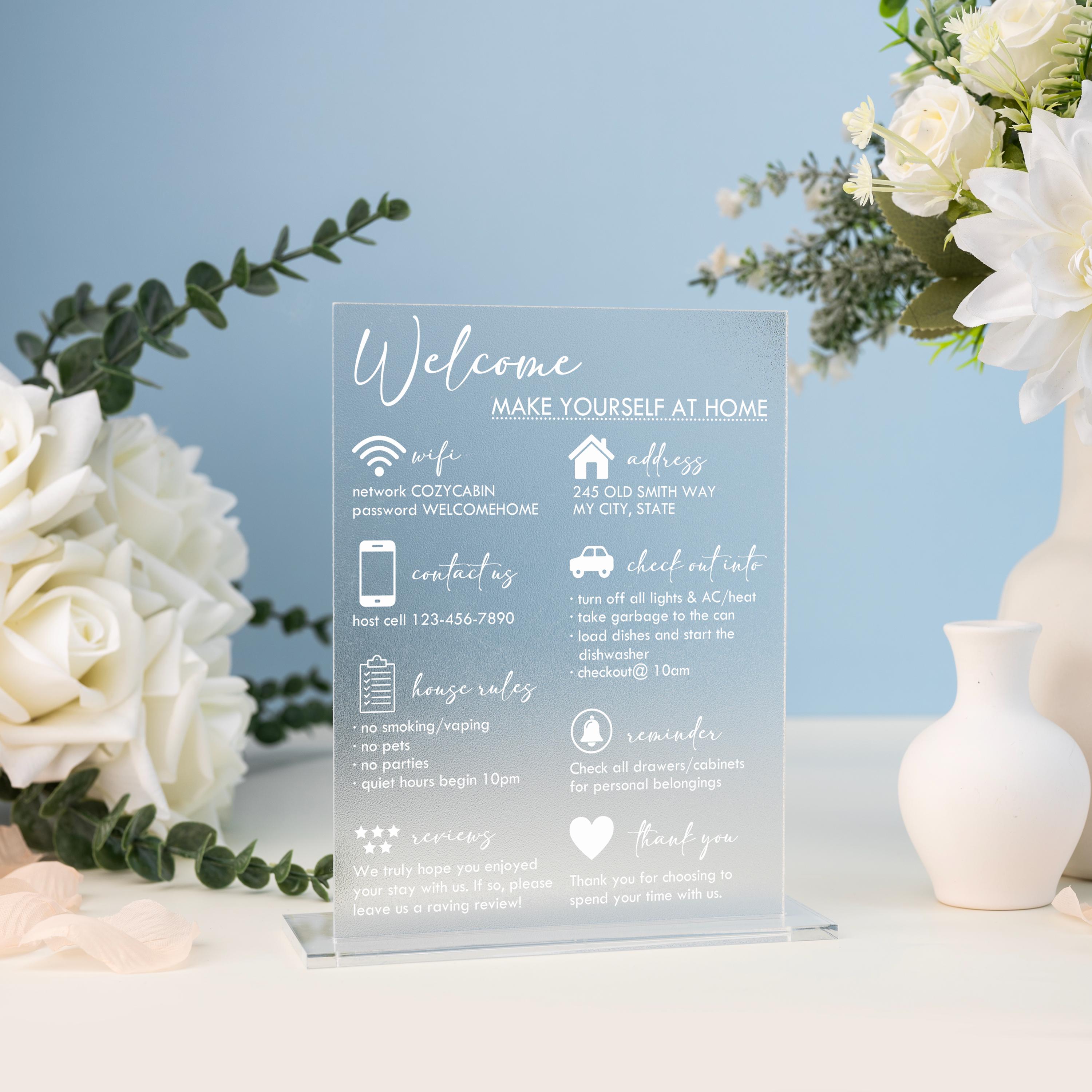 Welcome Sign for Airbnb Hosts,acrylic Vacation Rental Sign,airbnb Guest ...