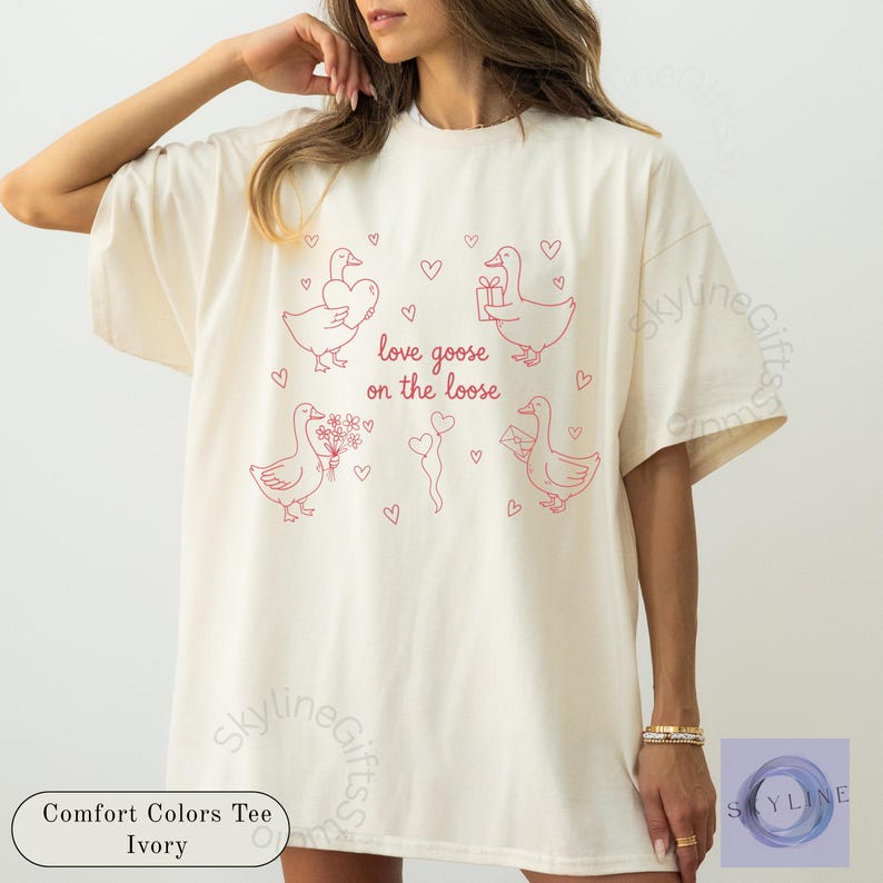 Funny Valentine Goose Doodle Style Comfort Colors® Shirt, Romantic ...