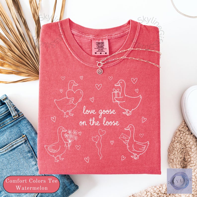 Funny Valentine Goose Doodle Style Comfort Colors® Shirt, Romantic ...