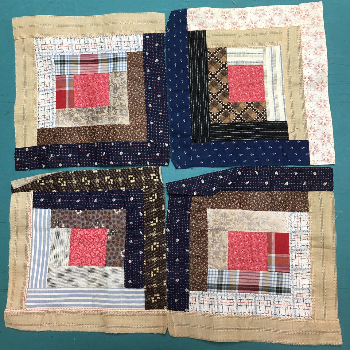 Antique 1850-75 Log Cabin Quilt Blocks Kentucky 16 Blocks - Etsy