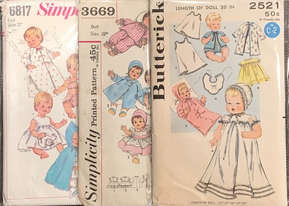 Vintage Simplicity Doll Sewing Patterns 3669 6817 2521 | Etsy